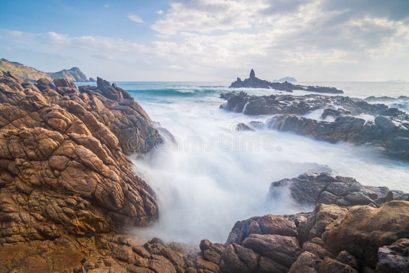 Waves on the Rocks in the Center of Vietnam Stock Image - Image of ...