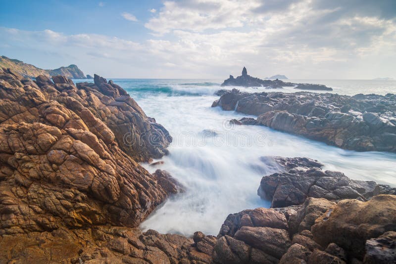 Waves on the Rocks in the Center of Vietnam Stock Photo - Image of ...