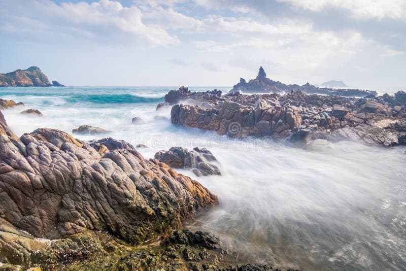 Waves on the Rocks in the Center of Vietnam Stock Image - Image of ...