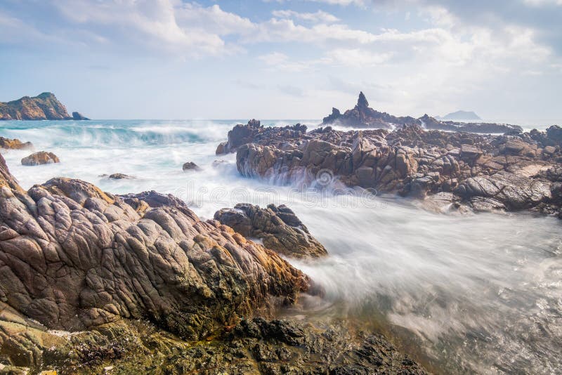 Waves on the Rocks in the Center of Vietnam Stock Photo - Image of ...