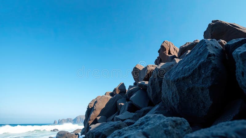 Waves and Rocks in Sea Shore. Beautiful Scenic Nature View Stock Photo ...