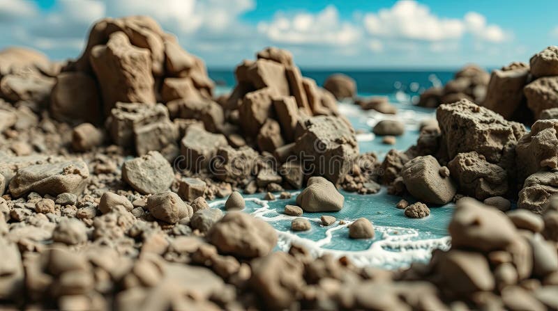 Waves and Rocks in Sea Shore. Beautiful Scenic Nature View Stock Image ...