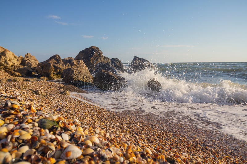 Waves of Rocks on the Sea Shore Stock Image - Image of foam, climate ...