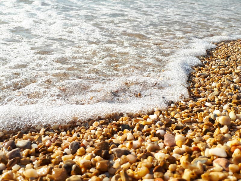 Waves Rolling on a Pebble Beach, Beautiful Landscape. Stock Image ...