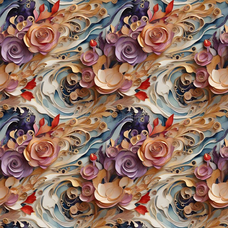Waves of Roses and Flowers in the River Waves. Generative Ai. Stock ...