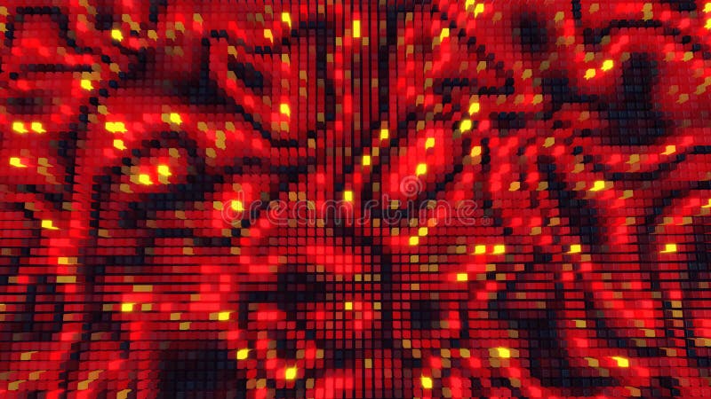Waves Runs Across Pixels. 3d Abstract Looped Background Modern ...