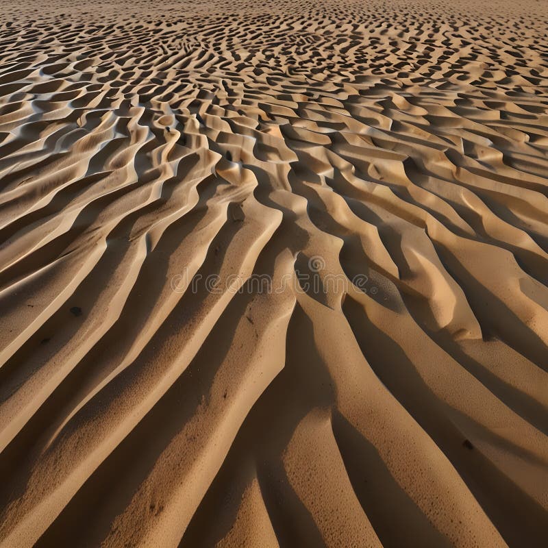 Golden Sand Dunes with Intricate Wind-Sculpted Patterns Stock ...