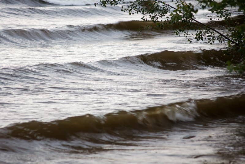 Waves on the Sandy Banks of the River Stock Image - Image of aqua ...
