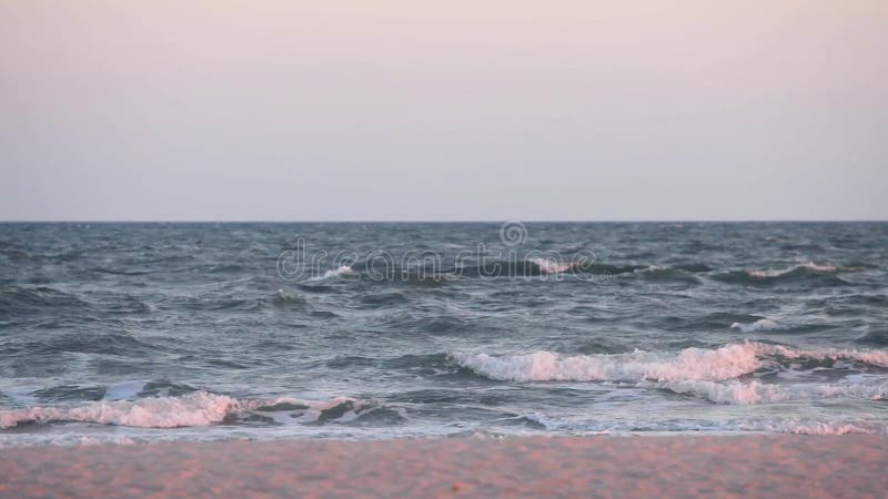 Waves on a Sandy, Seashore, Not Calm Sea at Sunset Stock Footage ...