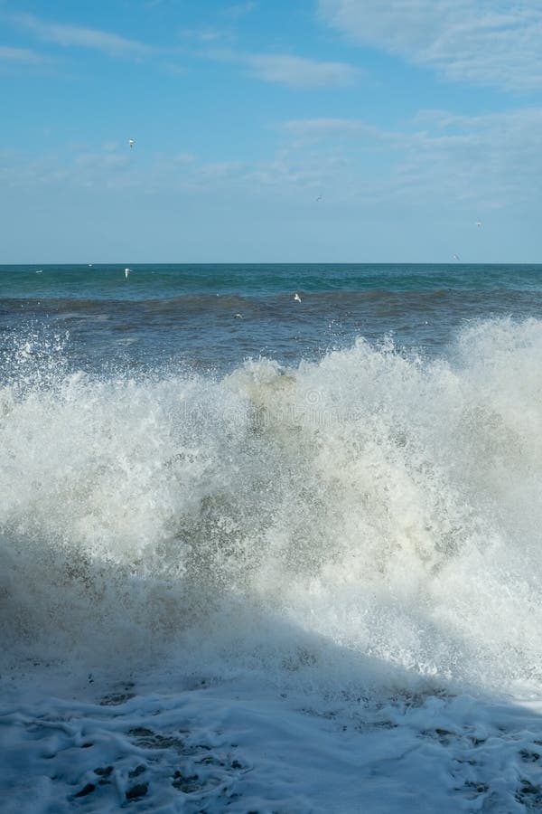 Waves on the Sea. Sea Foam. Sea Spray. Marine Background Stock Image ...