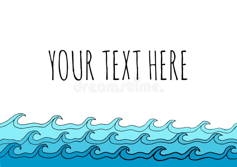 Hand Drawn Blue Waves Pattern Copy Space Stock Vector - Illustration of ...