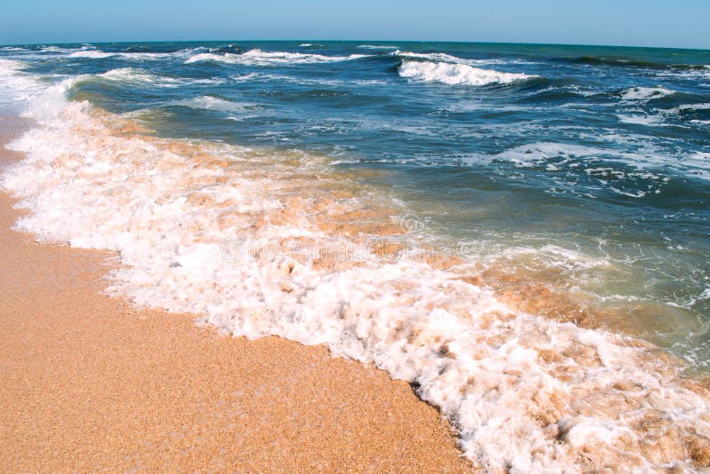 Waves on a Sea Sand Beach on a Sunny Day Stock Image - Image of concept ...