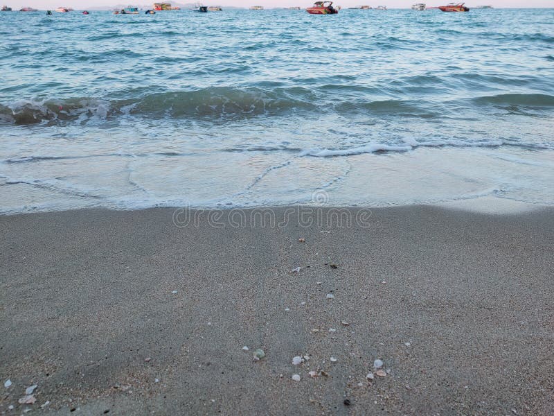 The Waves of the Sea Water Washed Up on the Sandy Beach. Stock Image ...
