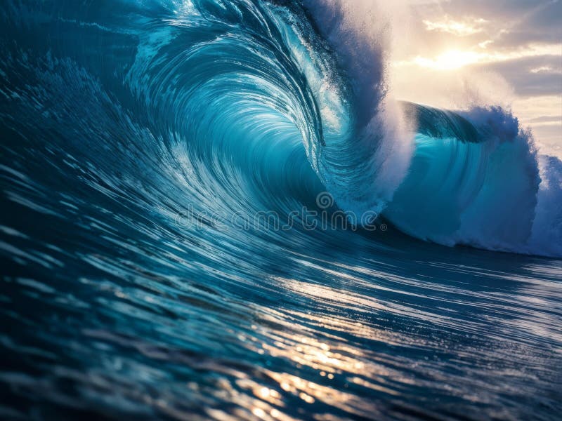 Waves and Sea Wave on the Ocean Stock Illustration - Illustration of summer, seascape: 375285594