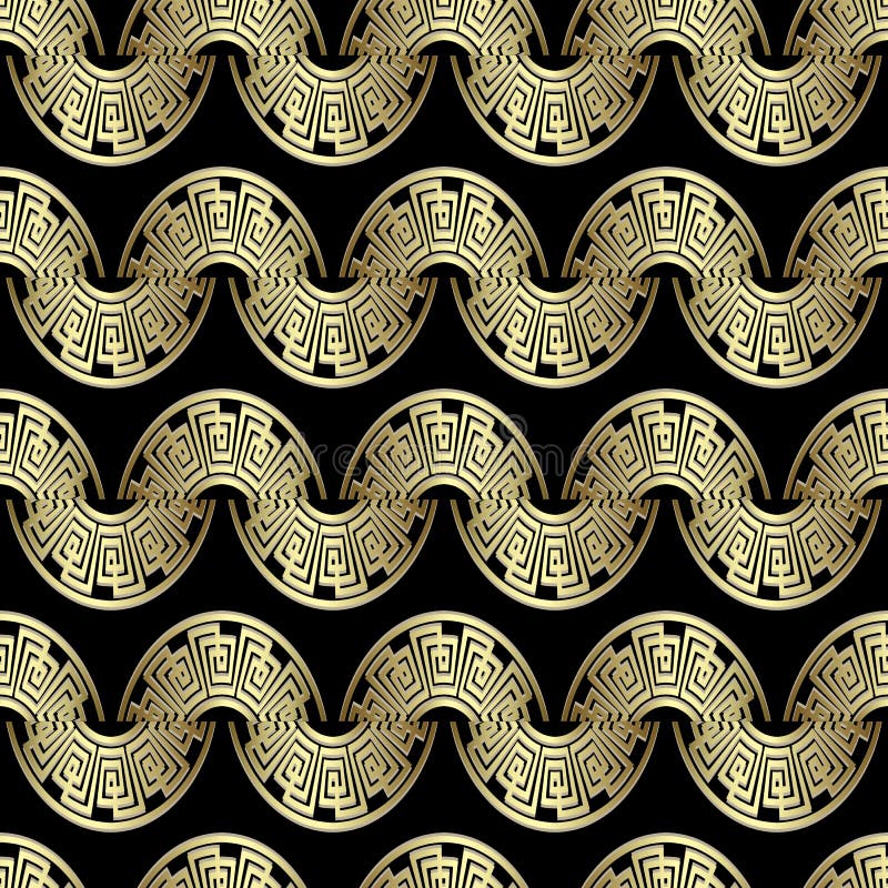 Waves Seamless Pattern. Greek Ornamental Background. Repeat Vector ...