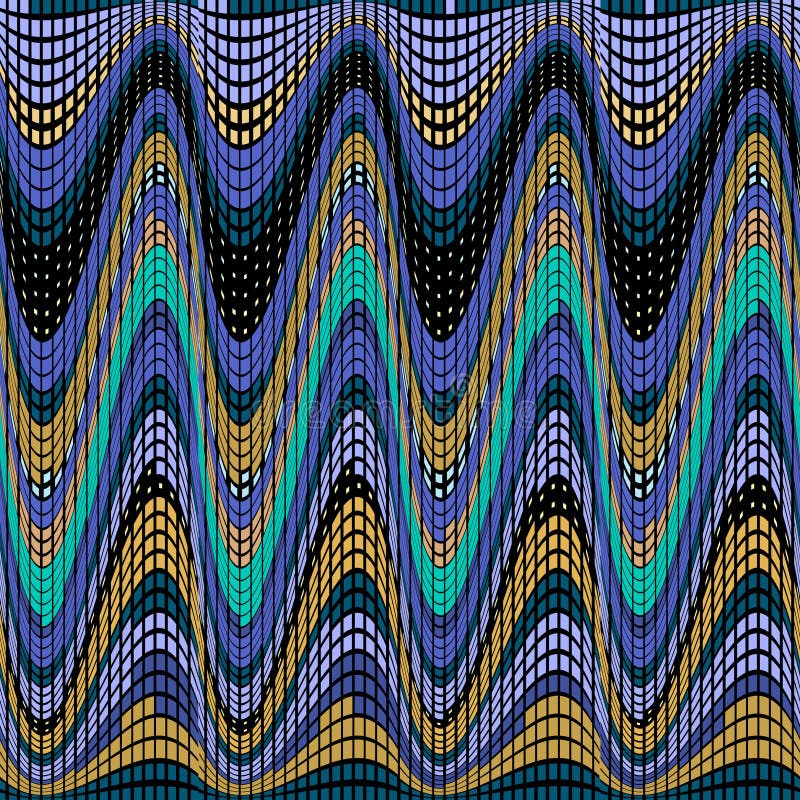 Waves Seamless Pattern. Ornamental Wavy Lines Vector Background. Mosaic ...