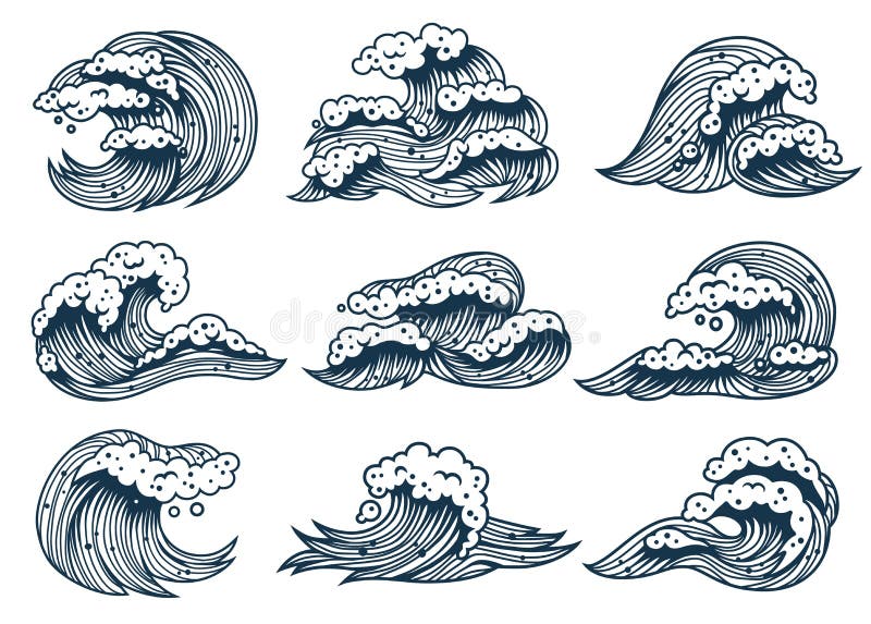 Waves Set, Marine Sea or Ocean Wave Collection Stock Vector ...