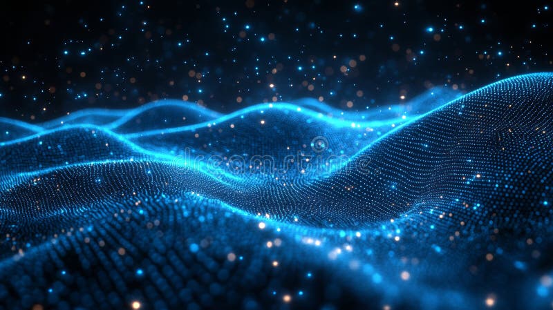 Dynamic Blue Waves of Light Represent a Digital Universe Stock ...