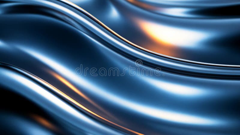 Waves of Shiny Blue Liquid Metal Reflecting Light during Evening Glow ...