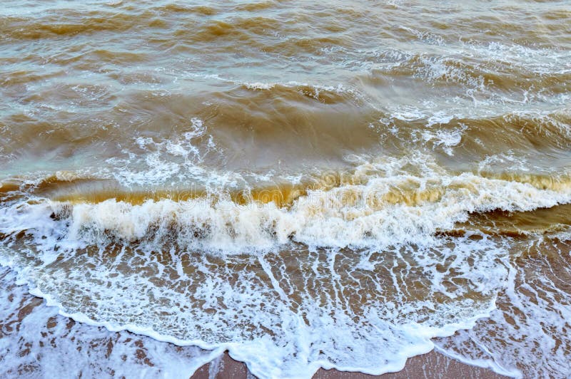 Waves on the Shore. Sea Wave Close Up on a Sandy Beach Stock Photo ...