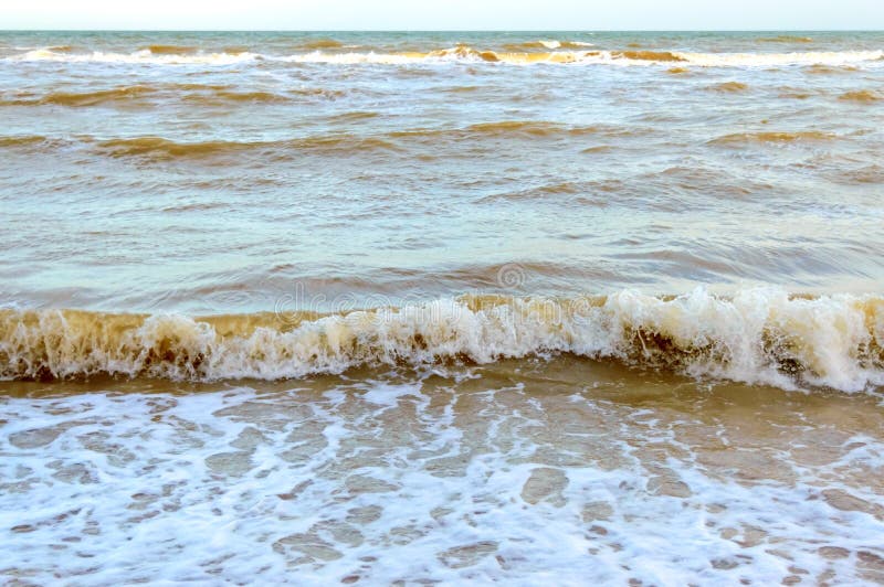 Waves on the Shore. Sea Wave Close Up on a Sandy Beach Stock Image ...