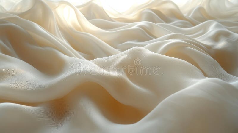 Waves of Smooth Ivory Silk Fabric with Soft Light, Luxury Texture ...