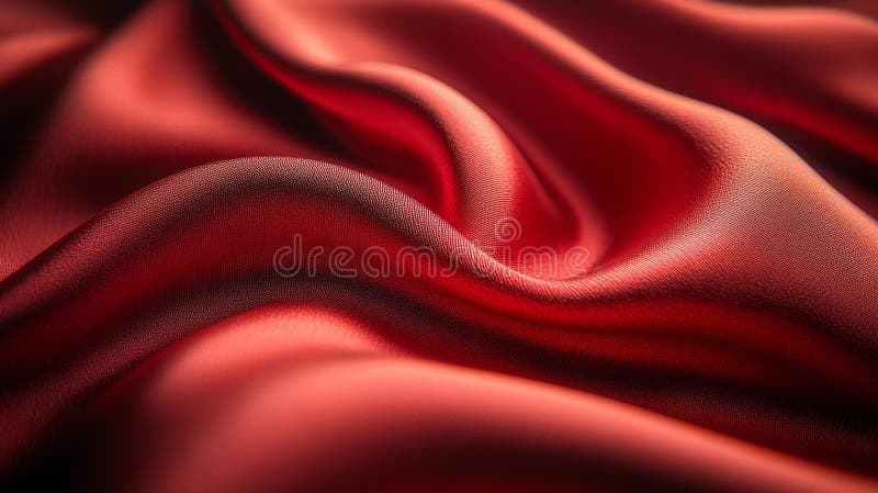 Waves of Smooth Red Silk Fabric Creating Elegant Texture. Fashion and ...