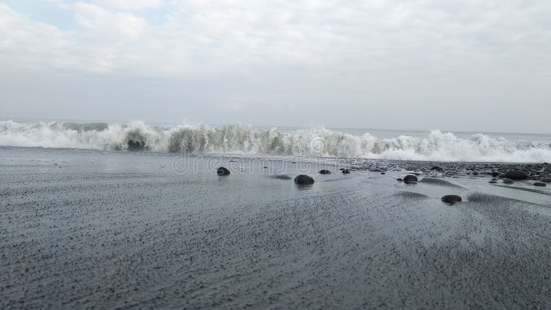 Waves on the Southern Coast of the Indonesian Island of Java Stock ...