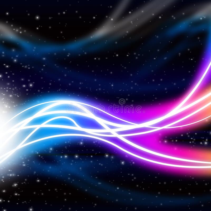 Waves Space Background Means Energy and Light Stock Illustration ...