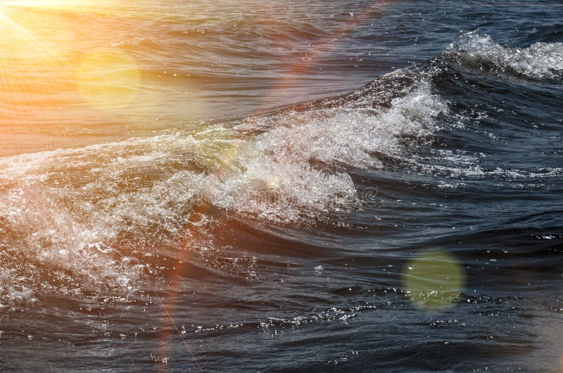 Waves and Splashes in the Water in Windy Weather Stock Image - Image of ...