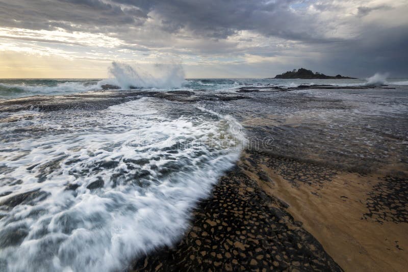 Waves Splashing Over the Rocks at the Beach on Nsw South Coast of ...
