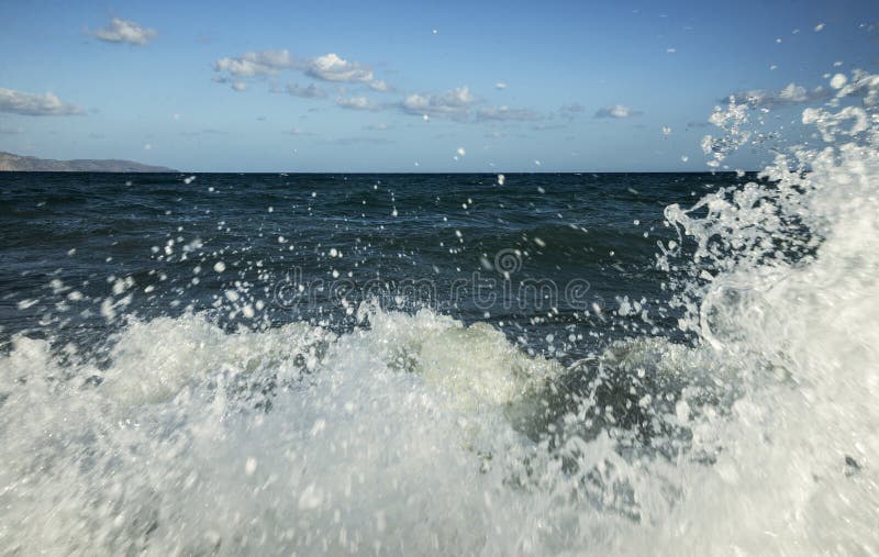 Waves Splashing in the Sea, Mediterranean Sea Stock Image - Image of ...