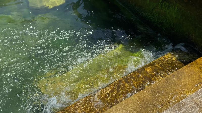 Waves Splashing on Stone Steps Going Under Water. Stock Video - Video ...