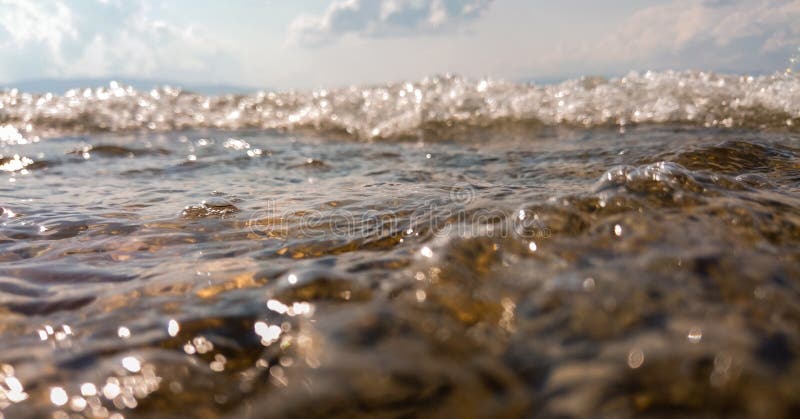 Waves on a Stone Beach, the Texture of the Transparent Clear Waters of ...