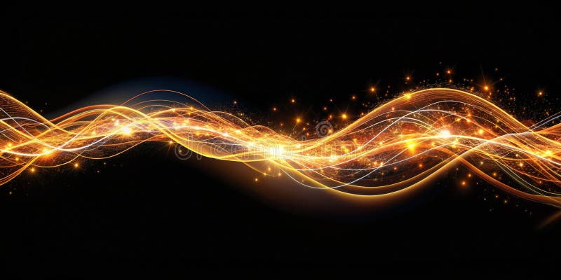 Waves Streaks of Light Overlapping from Small To Large on a Black ...