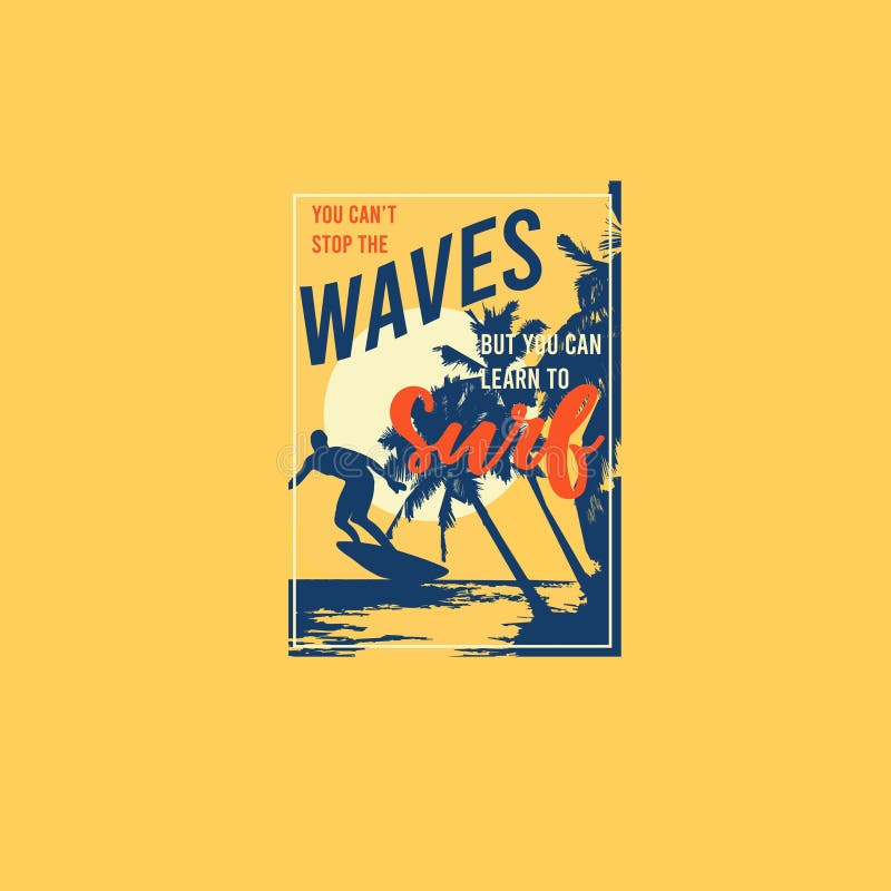 Waves Summer Beach Surf Retro Poster Graphic Design Stock Vector ...