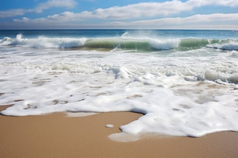 Waves Sweeping Away Sand from Shore Stock Photo - Image of water ...