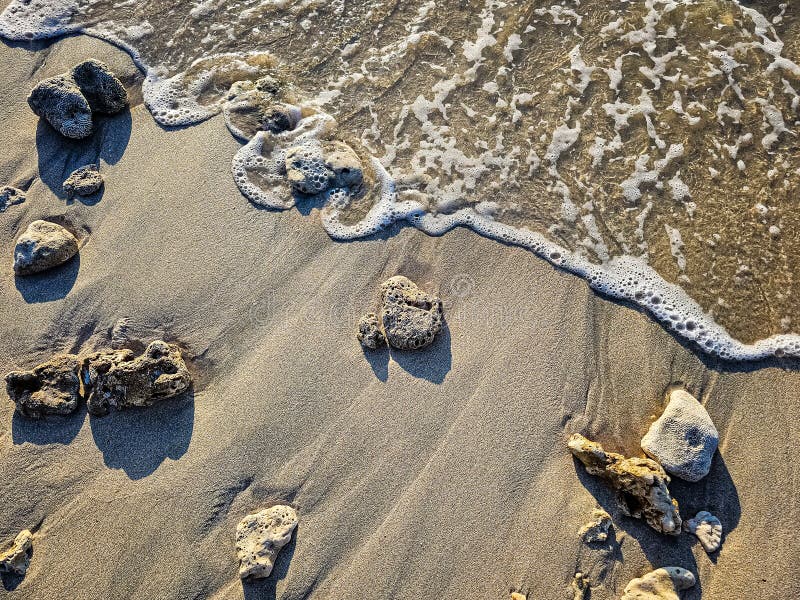 Waves Sweeping on the White Sand Beach Stock Photo - Image of shore ...