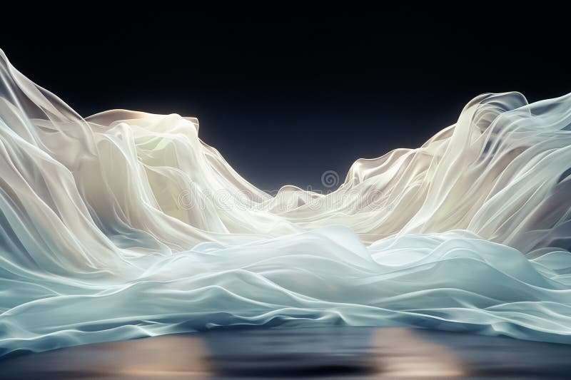 Waves of Translucent Fabric Elegantly Flow, with Soft Lighting ...