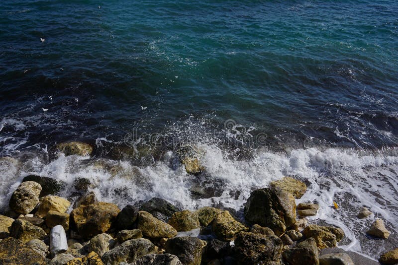 Waves Versus Rocks, Black Sea Stock Photo - Image of danger, high ...