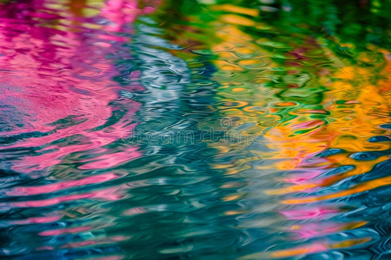 Waves of Vibrant Colors Ripple Across the Surface of a Tranquil Pond ...