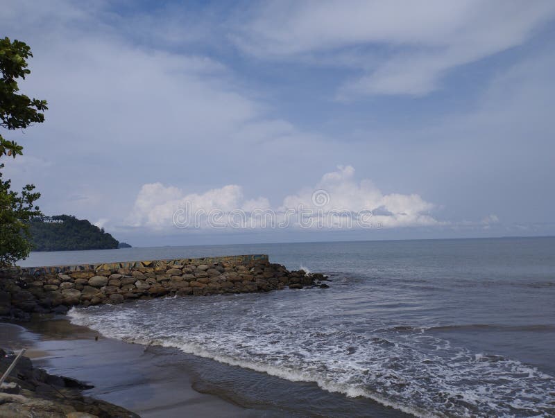 Waves Wash Over the Shoreline on Padang Beach West Sumatera Stock Photo ...