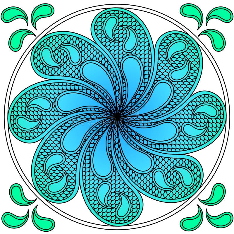 Waves water mandala stock illustration. Illustration of balls - 90717083