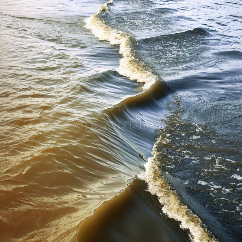 Waves of Water of the River and the Sea Meet Each Other during High ...