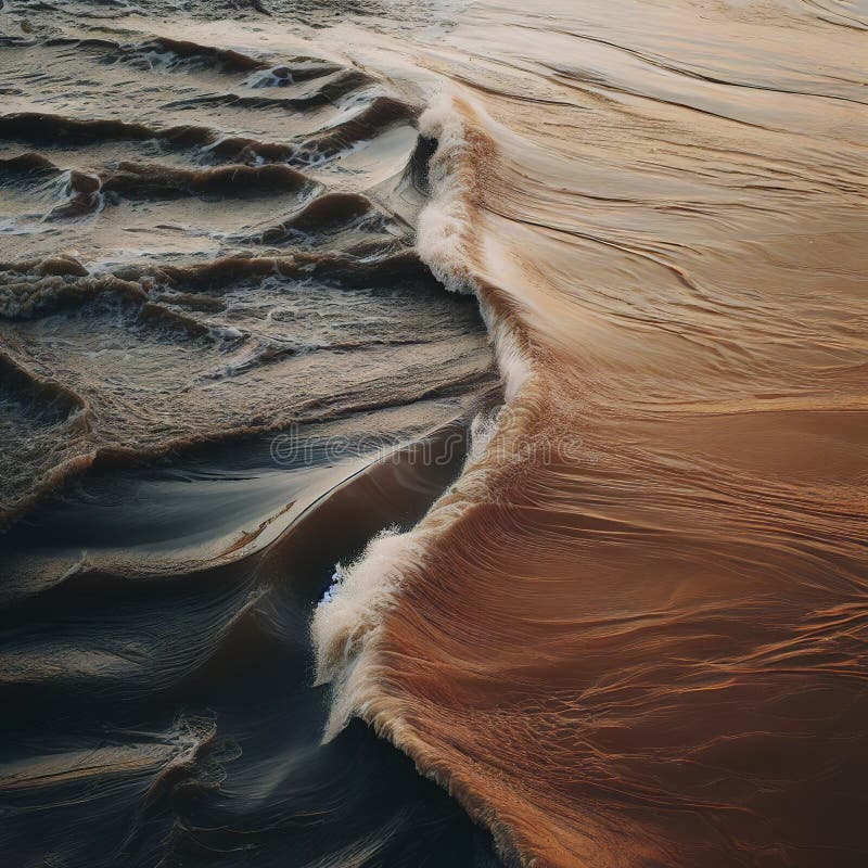 Waves of Water of the River and the Sea Meet Each Other during High ...