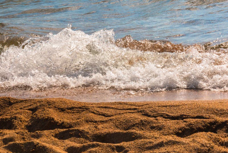 Waves and Splashes of Water on the Shoreline Stock Photo - Image of ...