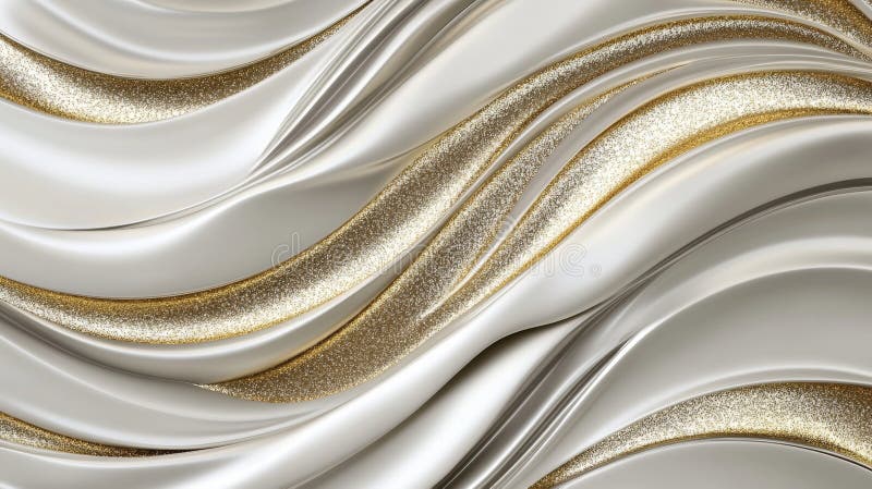 Waves of White Gold Fabric that Sparkle are Prominently Displayed on a ...