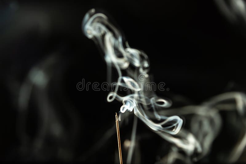 Waves of White Smoke, Incense Smoke Isolated on a Black Background ...