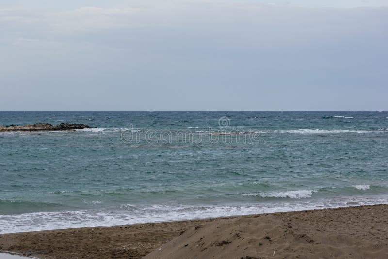 Waves and Wind on the Sea Beach with Dramatic Sky Stock Image - Image ...
