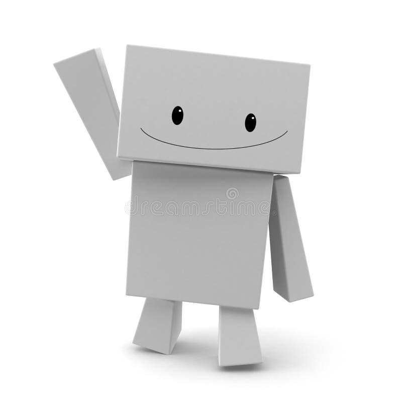 Cardboard Box Figure Waving Hello Stock Illustration - Illustration of ...